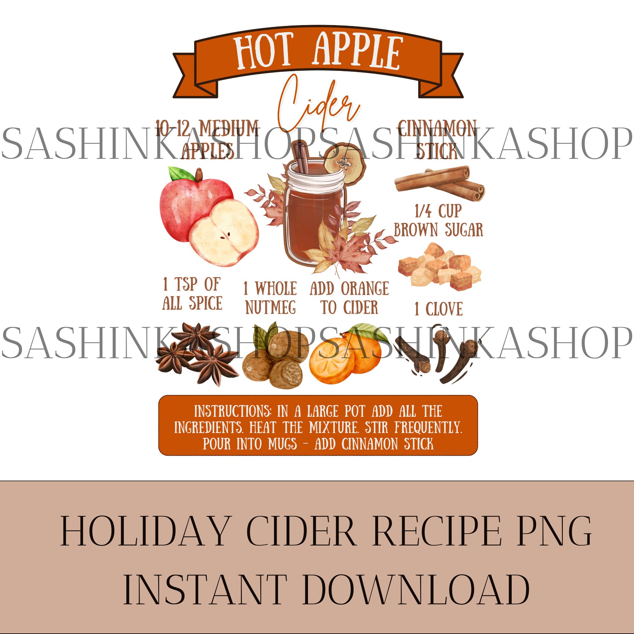 Festive Holiday Cider Recipe PNG, Festive Christmas PNG, Holiday Home ...