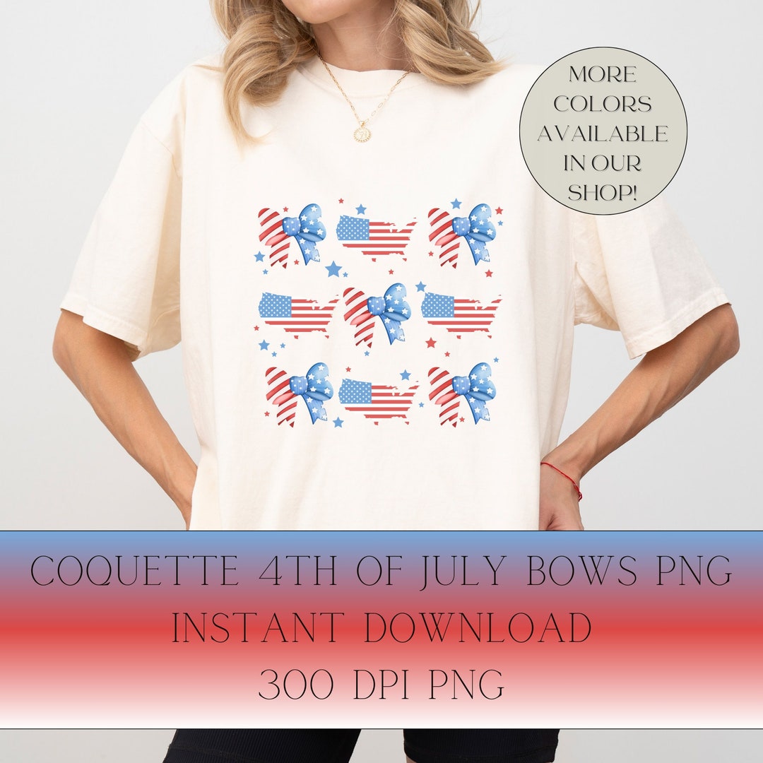 American Flag Coquette 4th of July Bows PNG, American Girl Png, 4th of ...