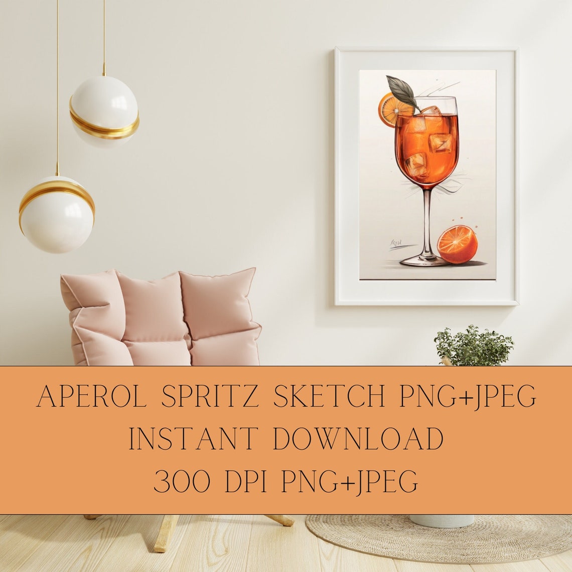 Aperol Spritz Sketch Digital Downloadable Wall Art Trendy Home Wall ...