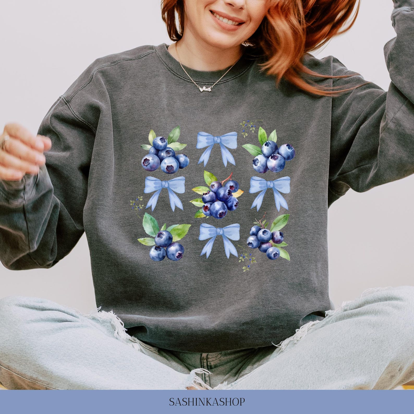 Coquette Blueberries and Blue Bows PNG Soft Girl Era PNG Cottagecore ...