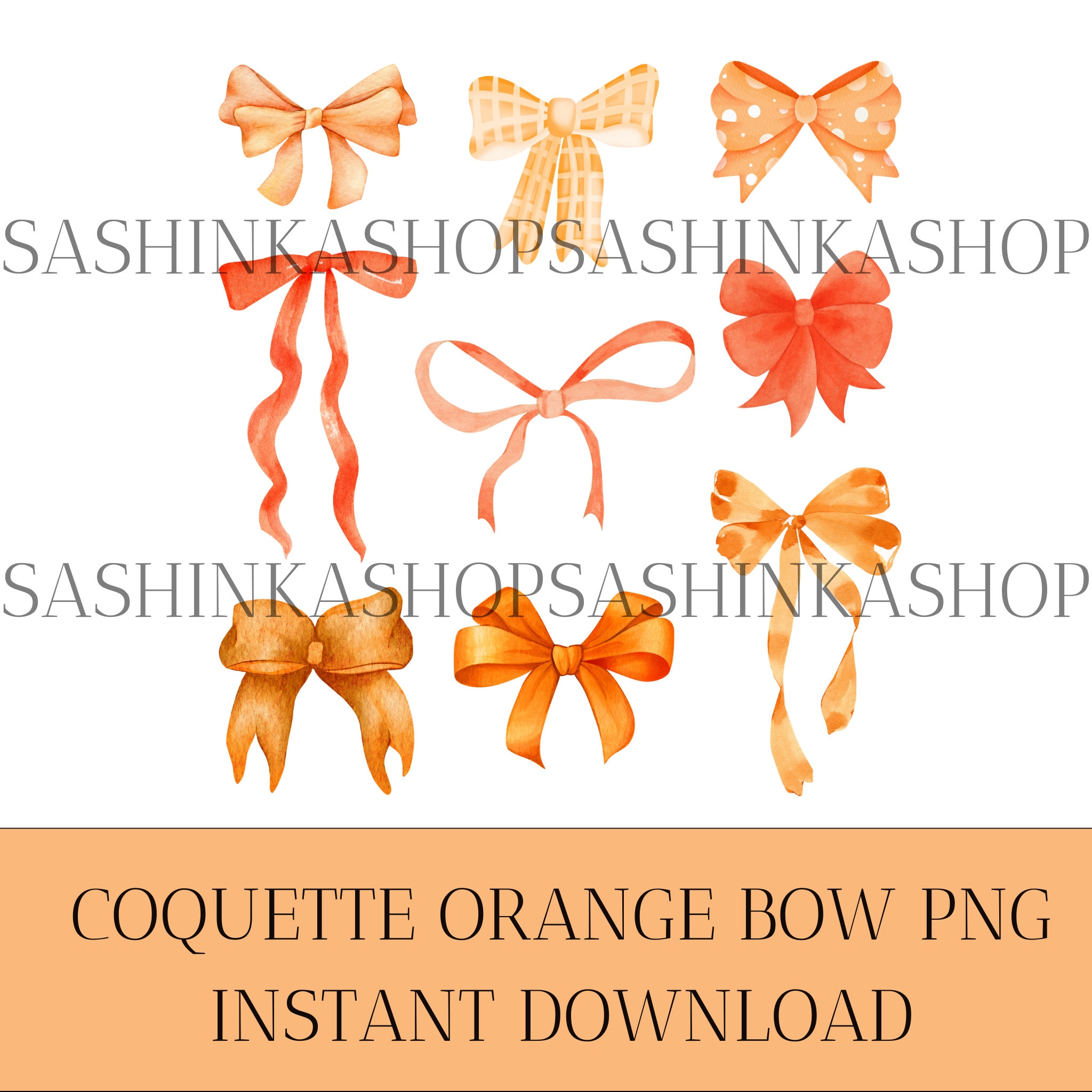 Coquette Orange Bows PNG, Soft Girl Era PNG, Coquette Home Decor ...