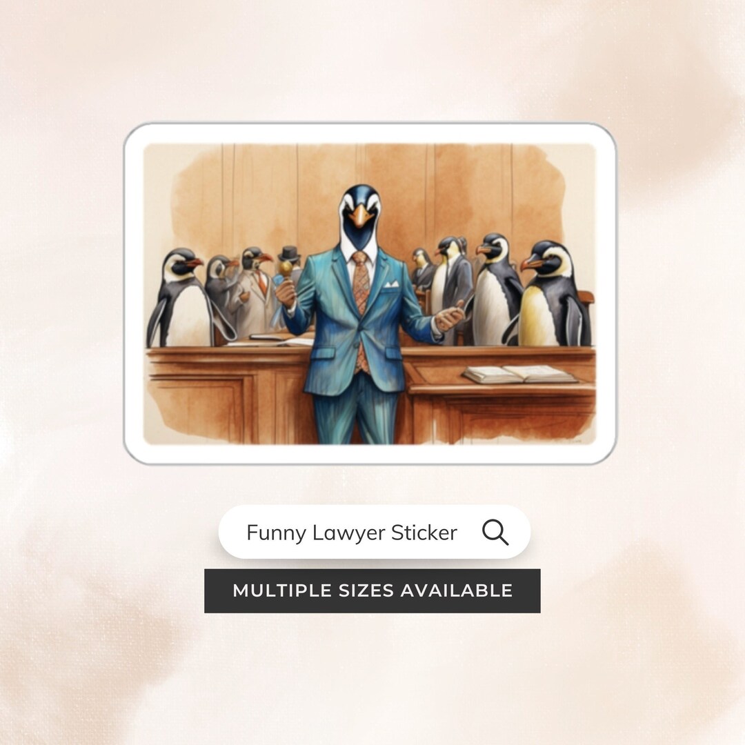 Funny Penguin Lawyer Sticker Gift for Law Student Law School Meme ...