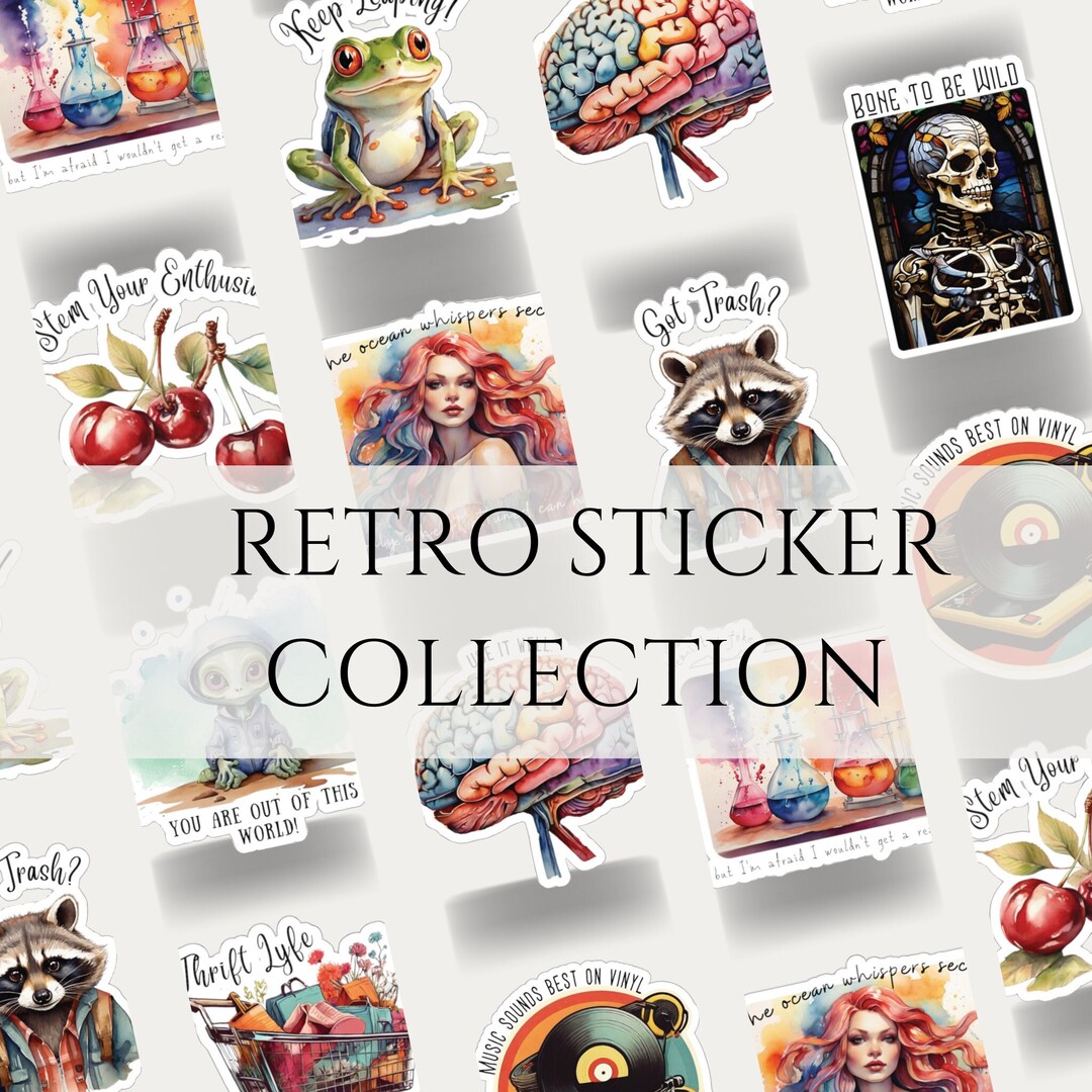 Funny Retro Sticker Set Frog Sticker Raccoon Street Cat Trash Panda ...