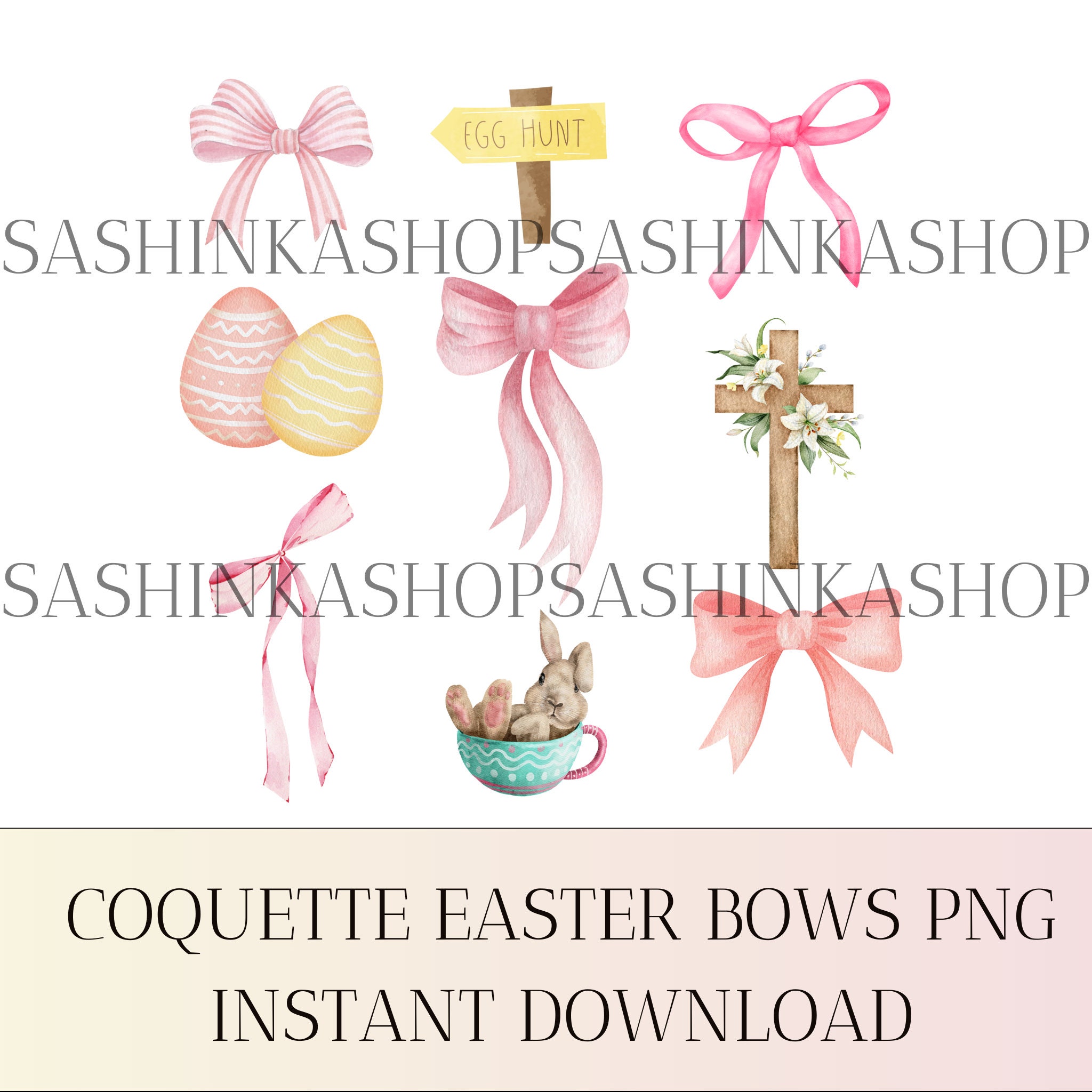 Coquette Easter Bows PNG, Soft Girl Era PNG, Coquette Easter Home Decor ...