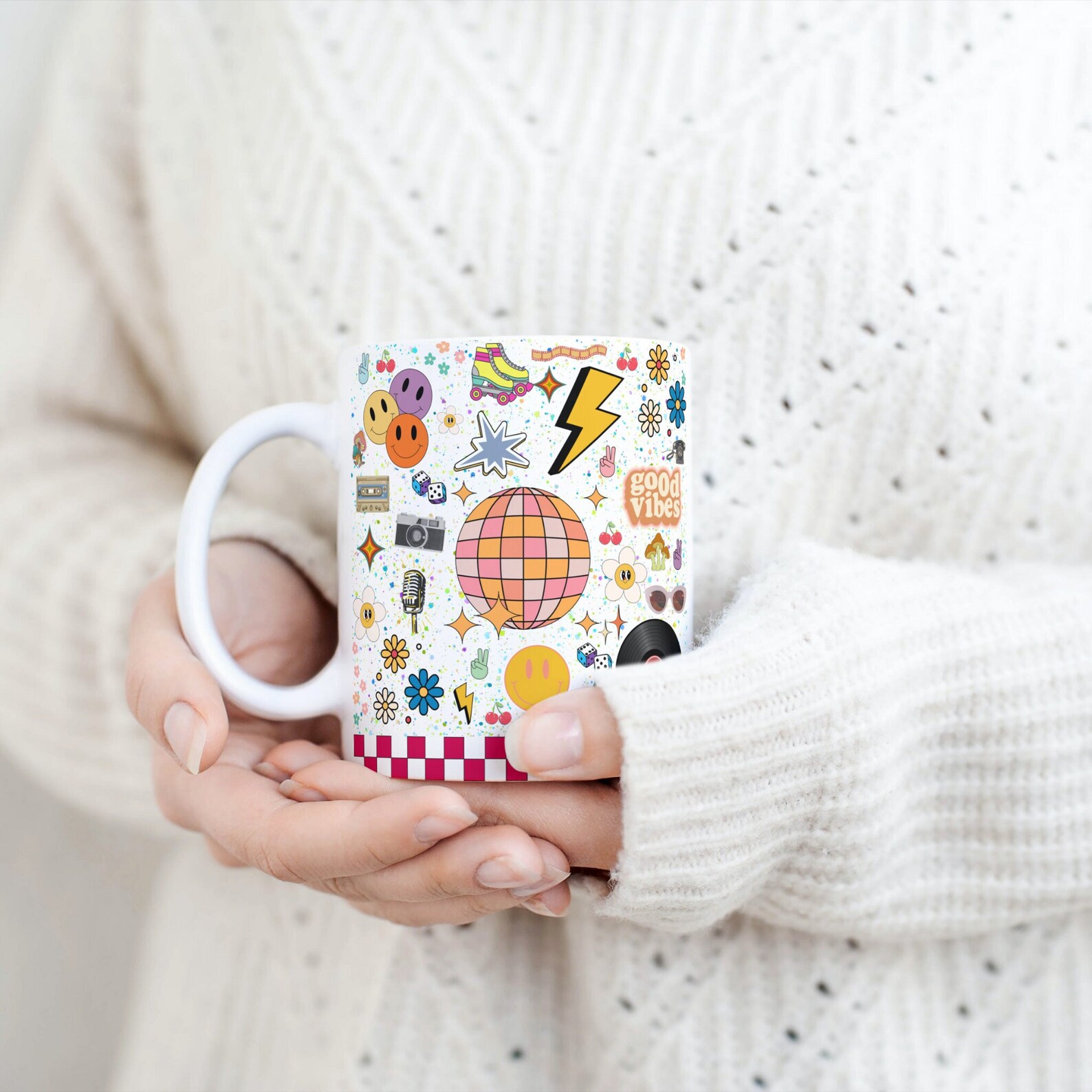 Retro 70s Aesthetic Ceramic Mug Vintage Style Coffee Cup Graphic Retro ...