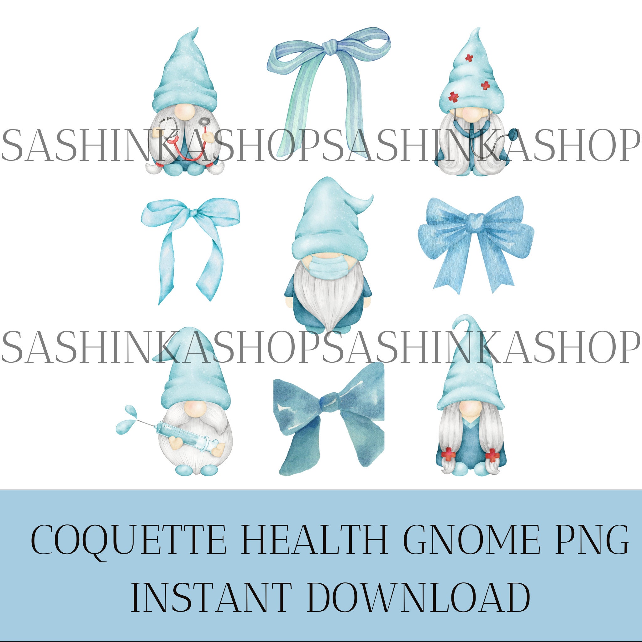 Coquette Blue Health Gnome Collage PNG, Soft Girl Era PNG, Blue Bow ...