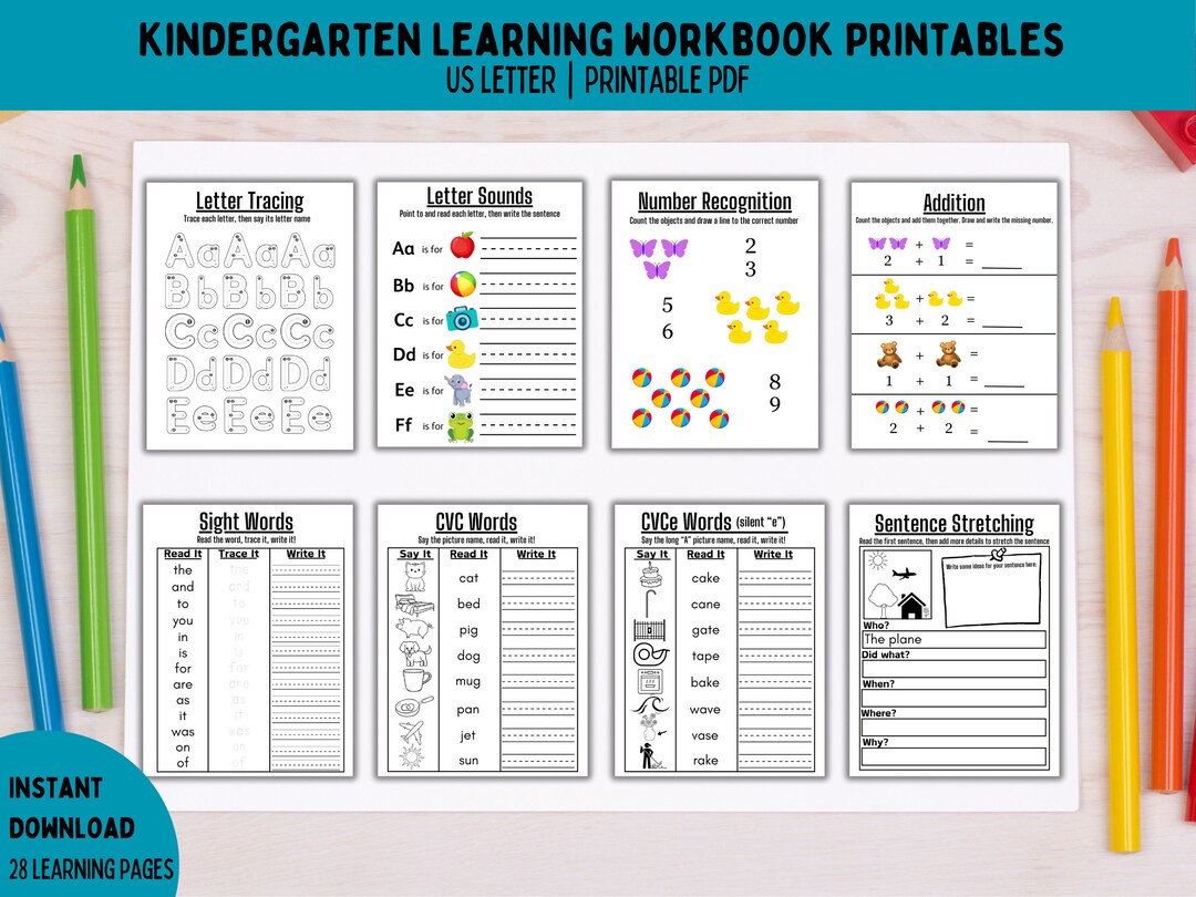 Kindergarten Learning Workbook Printables | Preschool | Homeschool ...
