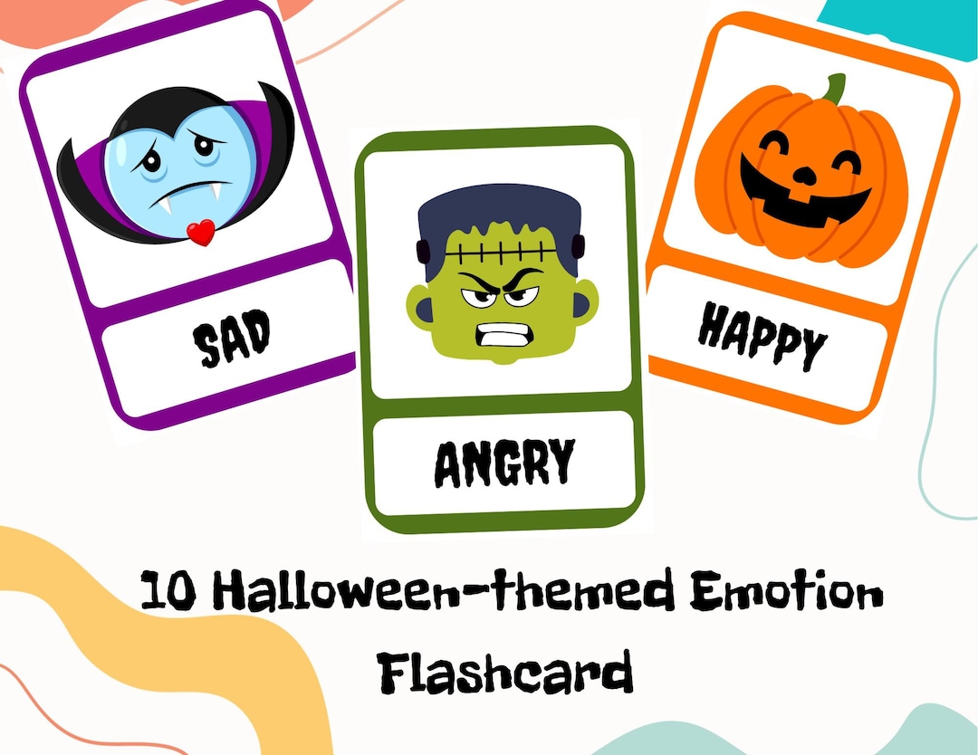 Halloween-themed Emotions Flashcards | Set of 10 Printable Kids ...
