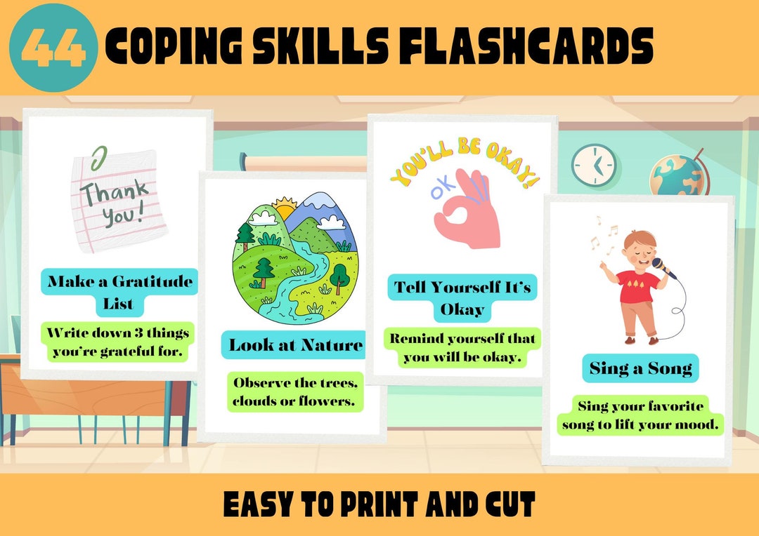 44 Fun Coping Skills Flashcards for Kids – Emotional Regulation ...