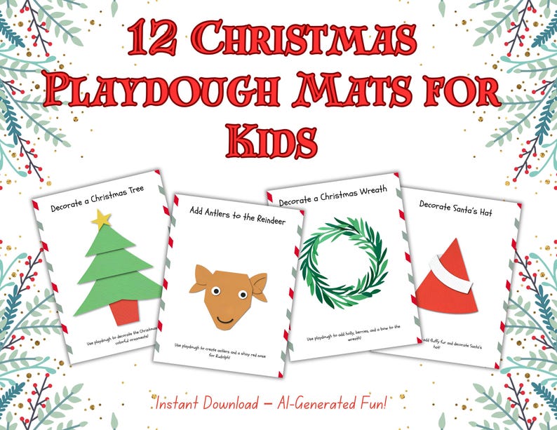 12 Printable Christmas Playdough Mats | Holiday Activity for Kids ...