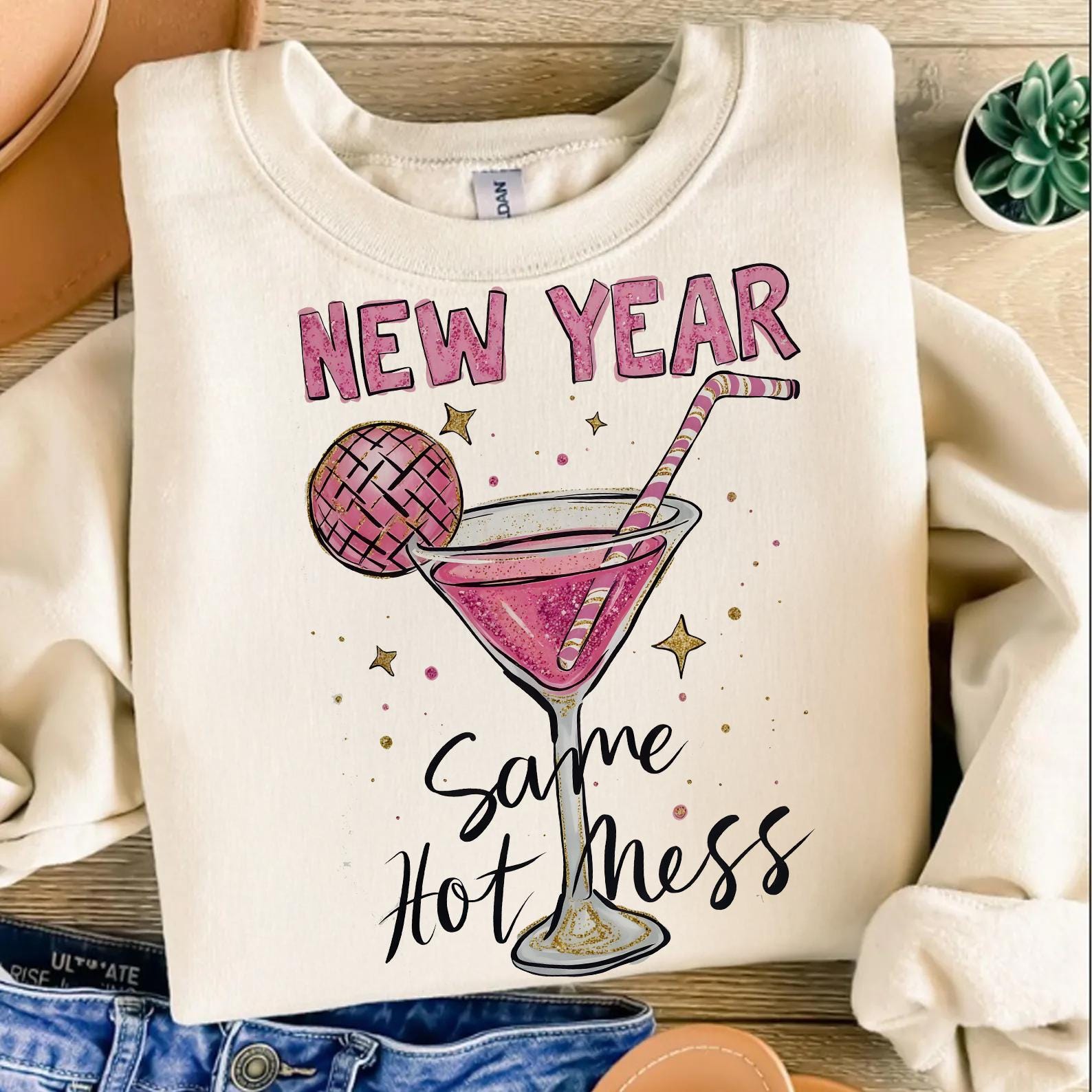 New Year Hot Mess PNG Funny Drinking Martini Design Alcohol Party Art ...