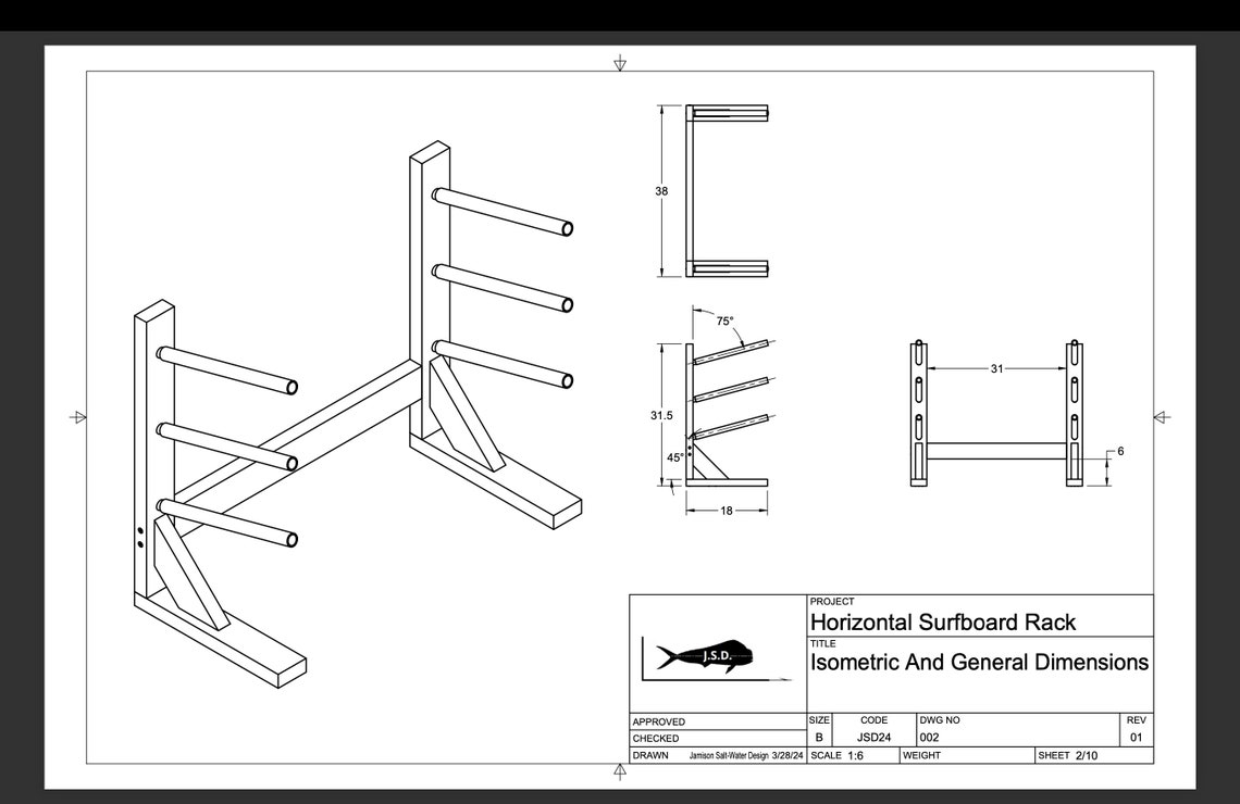 DIY Surfboard Rack Blueprints, for Longboards - Etsy