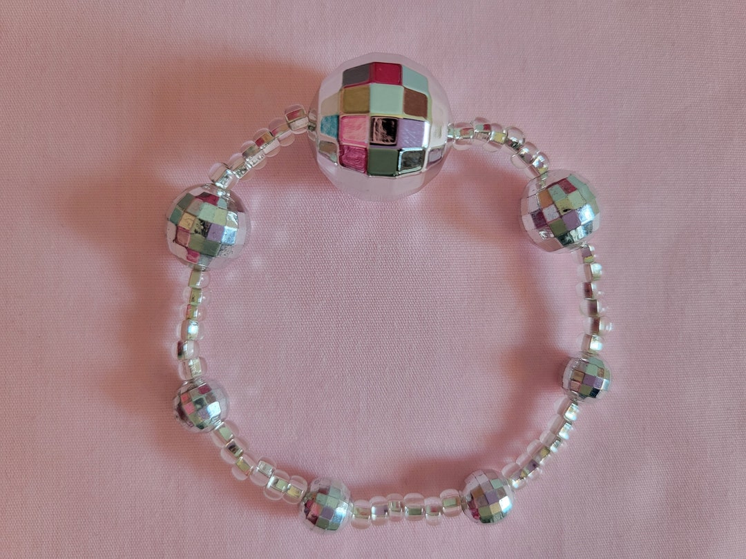 Silver Disco Ball Plastic & Glass Kandi Bracelet - Etsy