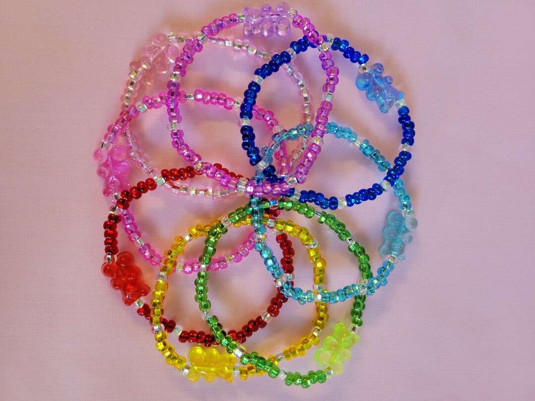 Colorful Gummy Bear Plastic & Glass Kandi Bracelet - Etsy