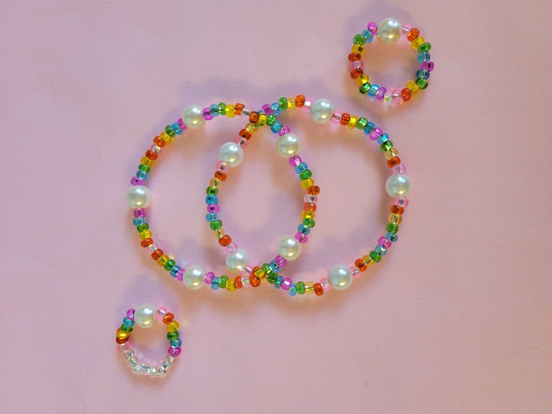 White Pearl Light Sparkle Rainbow Glass Kandi Set - Etsy