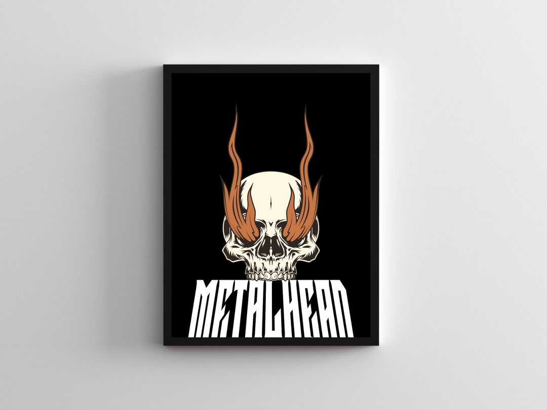 Metal Head Skull Poster Skeleton Wall Art Rock and Roll - Etsy