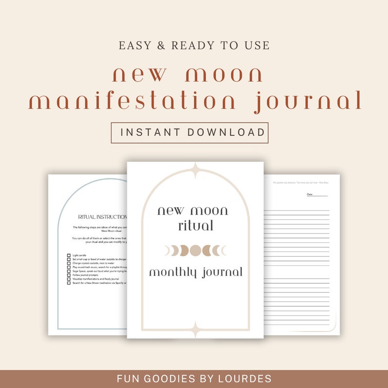 New Moon Manifestation Ritual, Monthly Journal - Etsy
