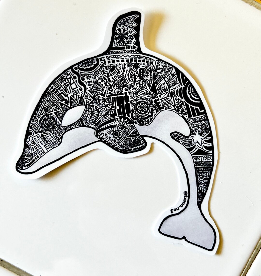 Zentangle Orca Sticker - Etsy