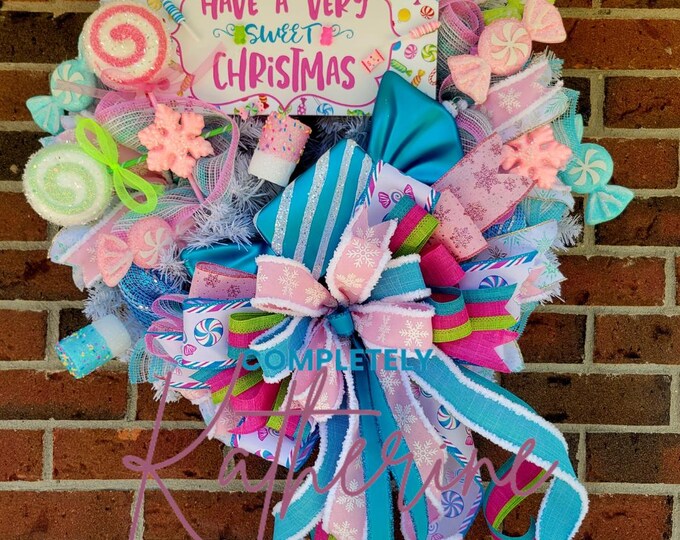 Sweet Christmas, Candy Christmas Wreath, Pastel Christmas Wreath ...
