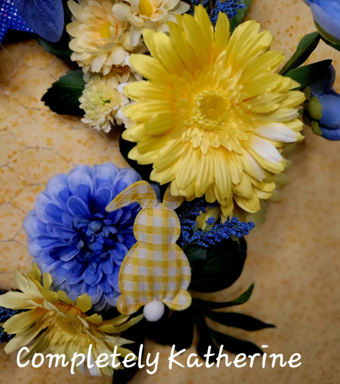 Grapevine Bunny Wreath, Easter Front Door Wreath, Blue Yellow Door ...