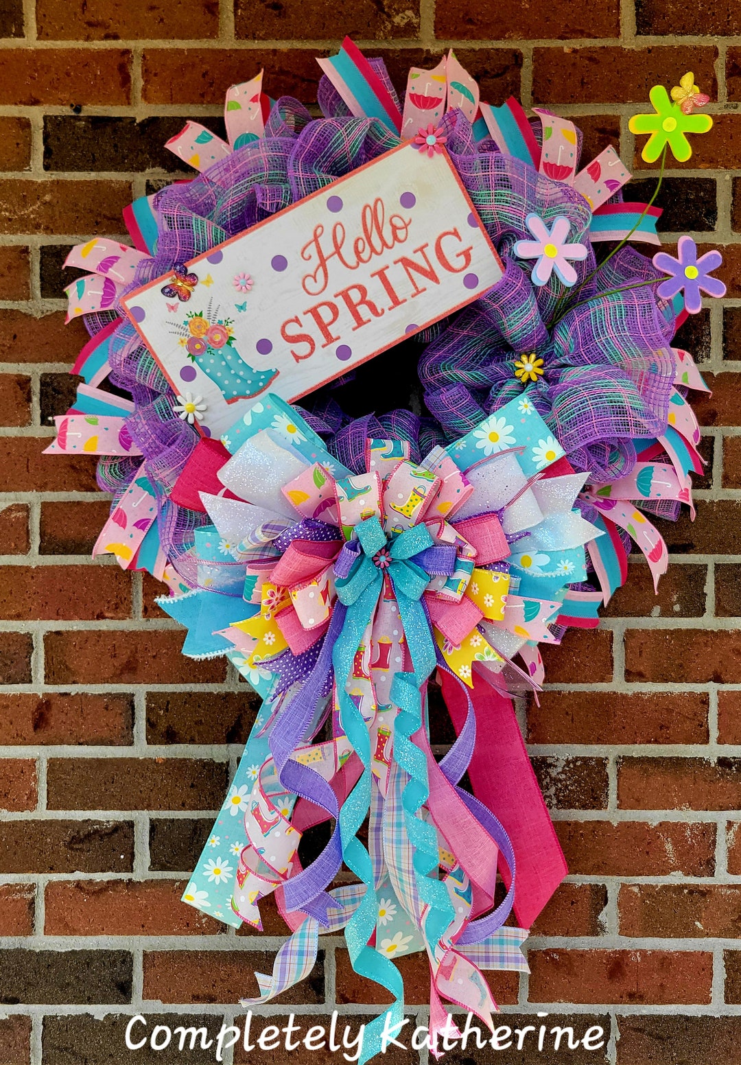 Spring Rain Boot, Spring Door Decor, Entry Wreath, Rain Boot Wreath ...