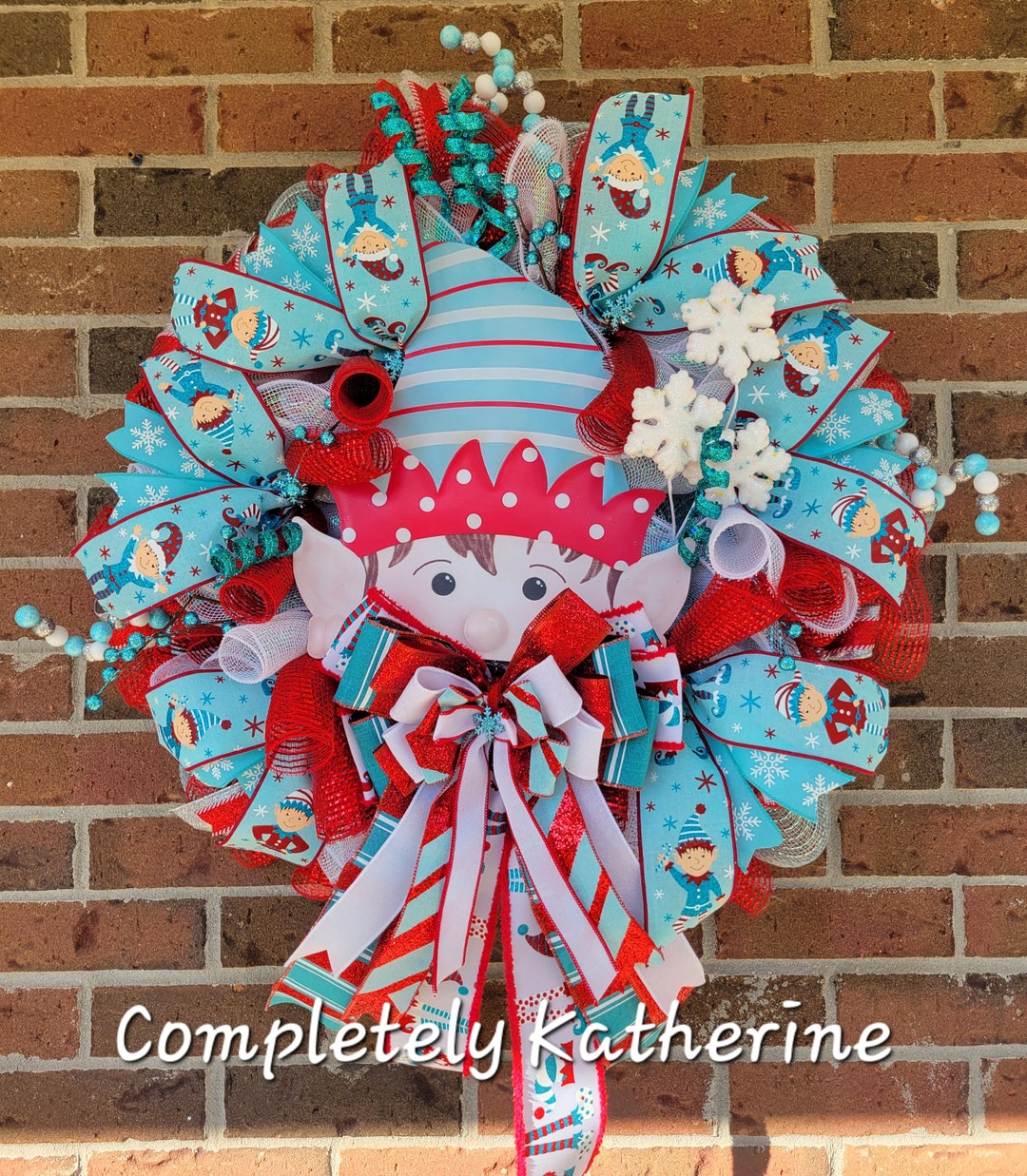 Peeking Elf Wreath Whimsical Christmas Wreath Holiday Door - Etsy
