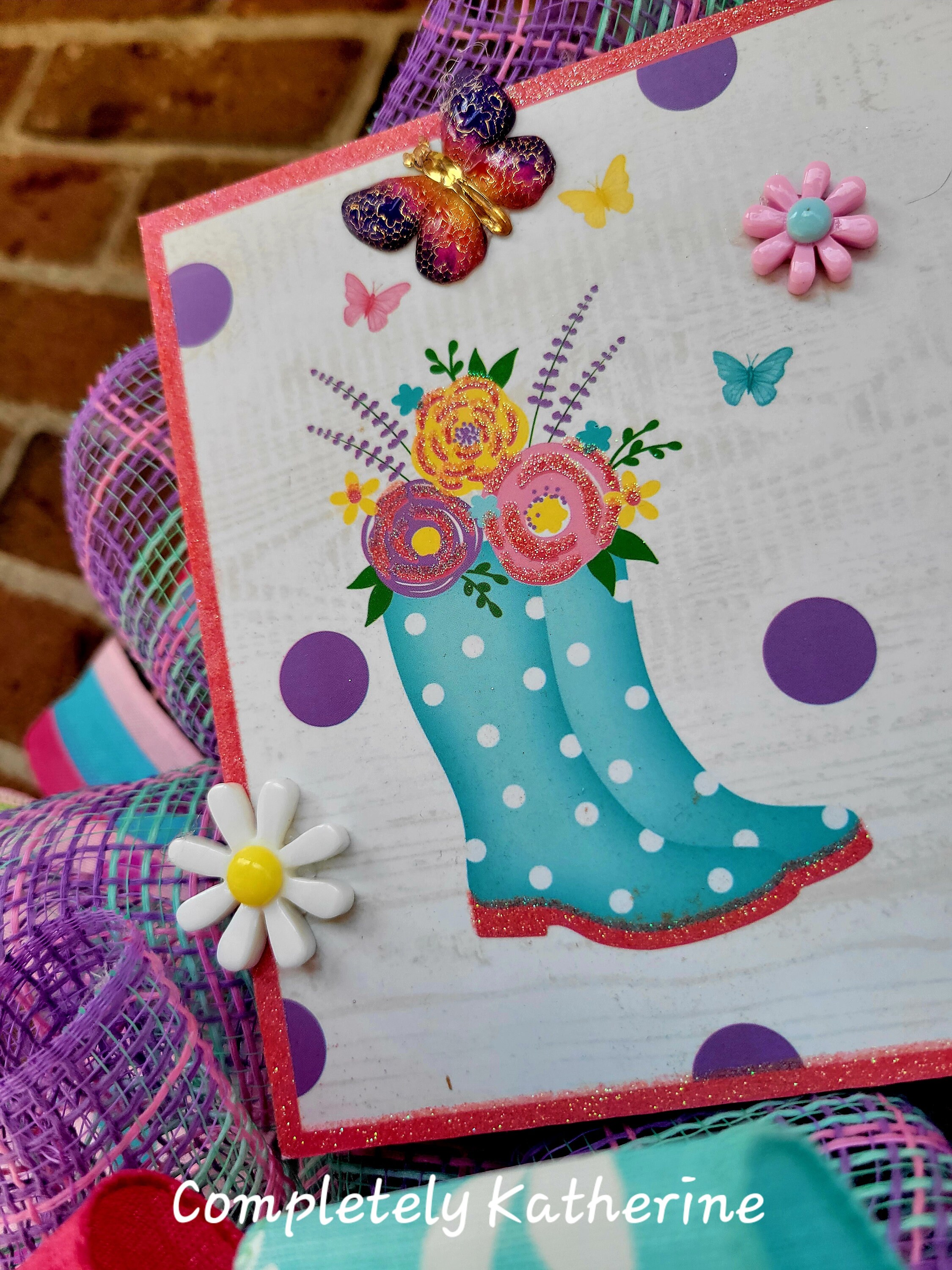 Spring Rain Boot, Spring Door Decor, Entry Wreath, Rain Boot Wreath ...