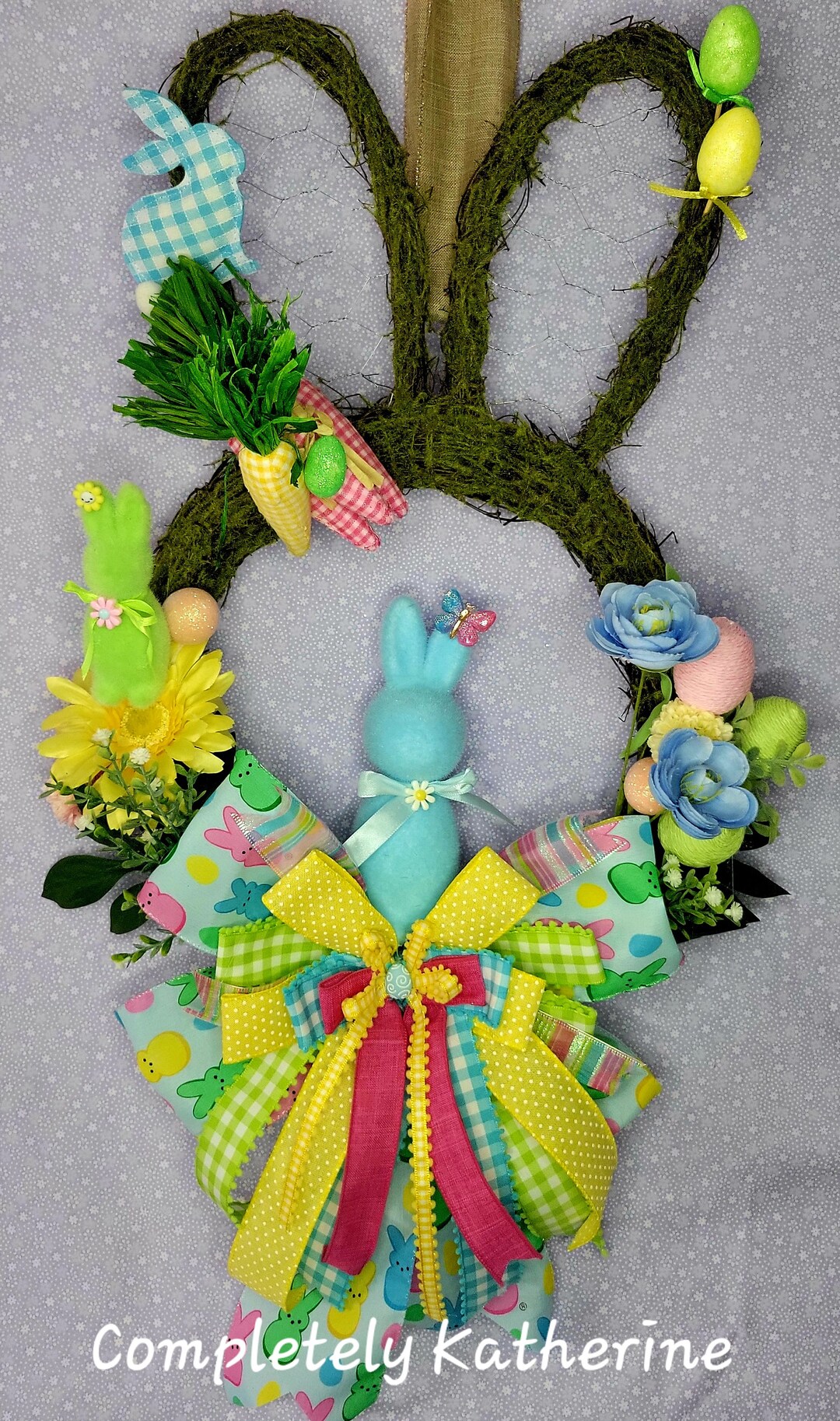 Grapevine Bunny Wreath, Easter Front Door Wreath, Bunny Door Decor ...