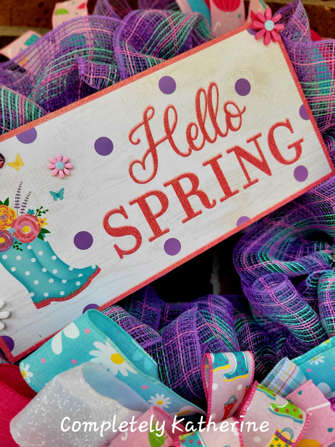 Spring Rain Boot, Spring Door Decor, Entry Wreath, Rain Boot Wreath ...