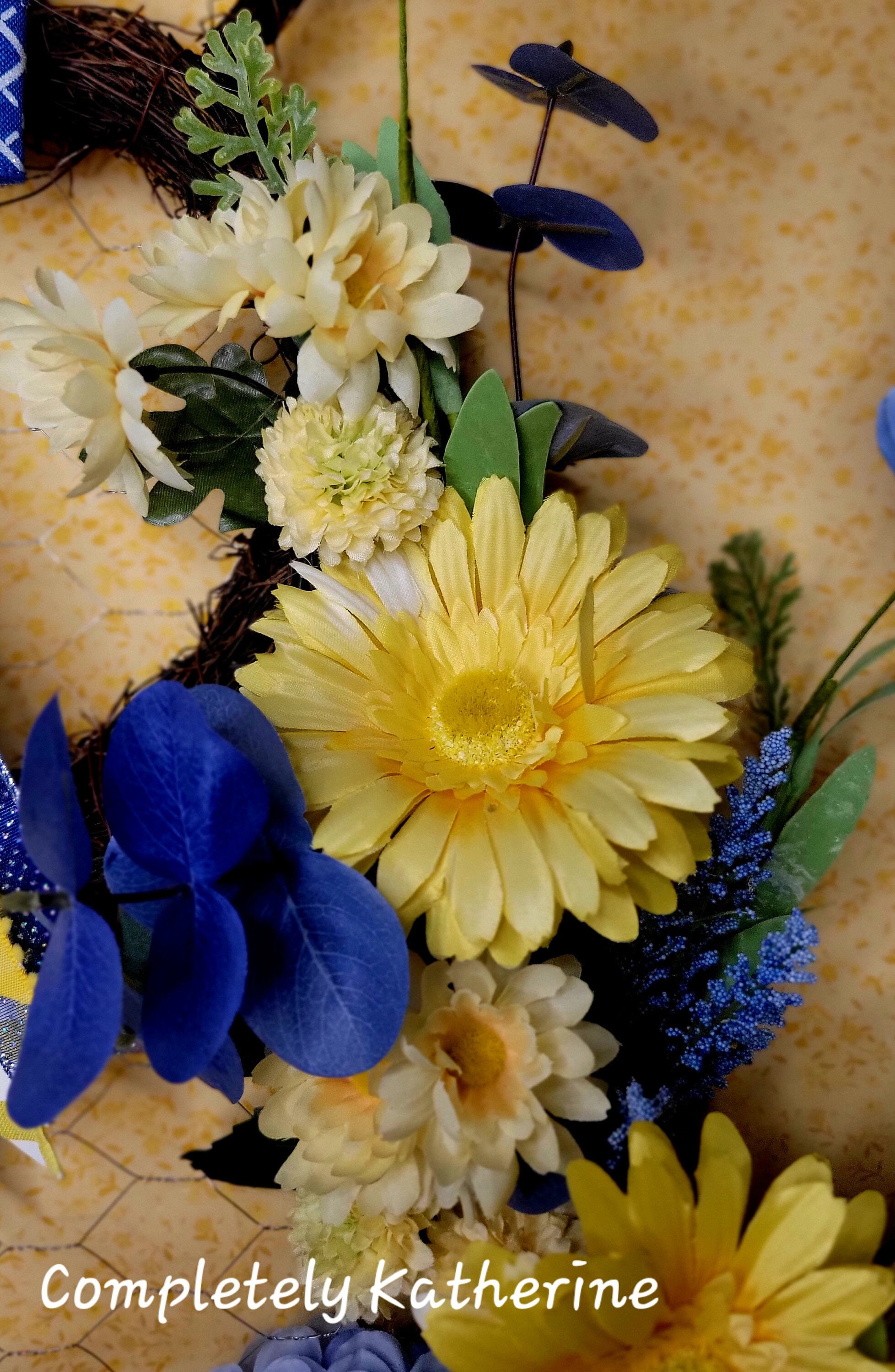 Grapevine Bunny Wreath, Easter Front Door Wreath, Blue Yellow Door ...