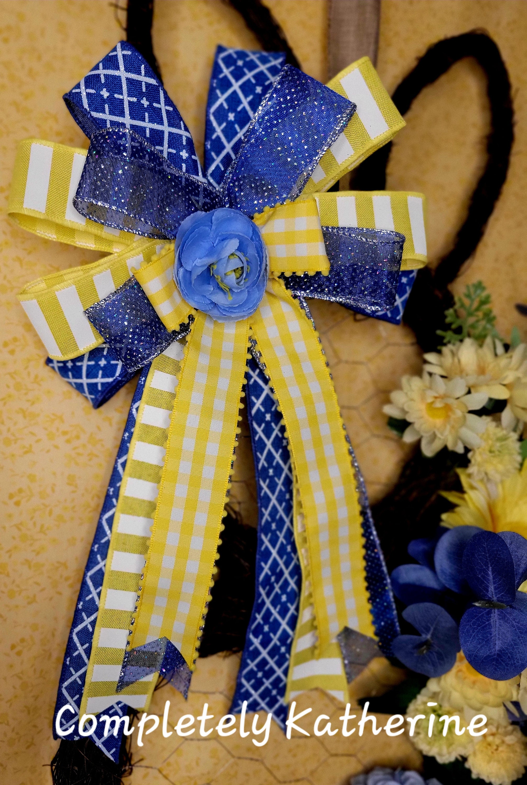 Grapevine Bunny Wreath, Easter Front Door Wreath, Blue Yellow Door ...