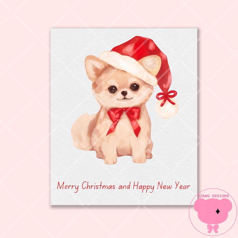 Watercolor Christmas Puppy Clipart Cute Santa Puppy Illustrations ...