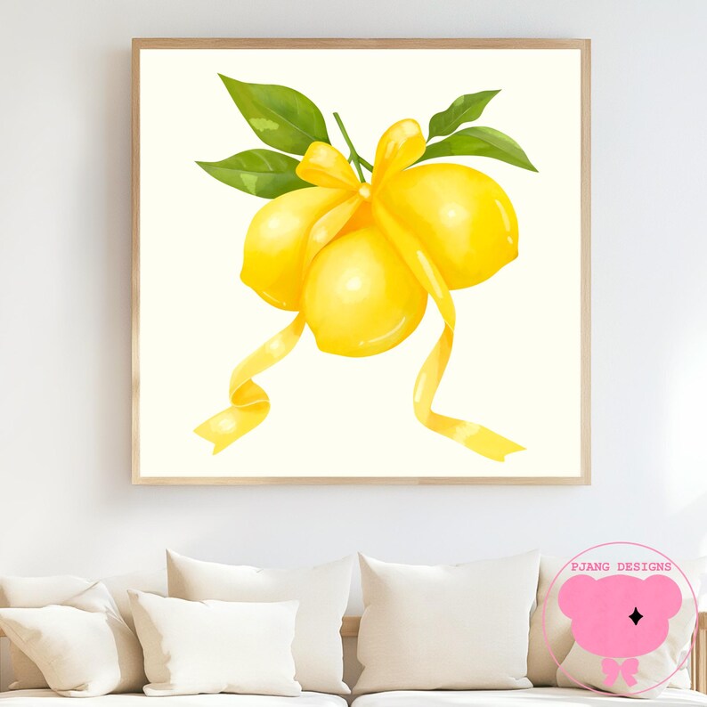 Watercolor Lemon Clip Art With Ribbon Bows - 12 PNG, Citrus Lemon ...