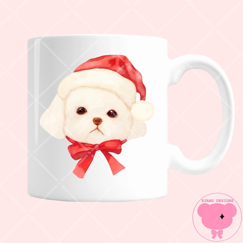 Watercolor Christmas Puppy Clipart Cute Santa Puppy Illustrations ...