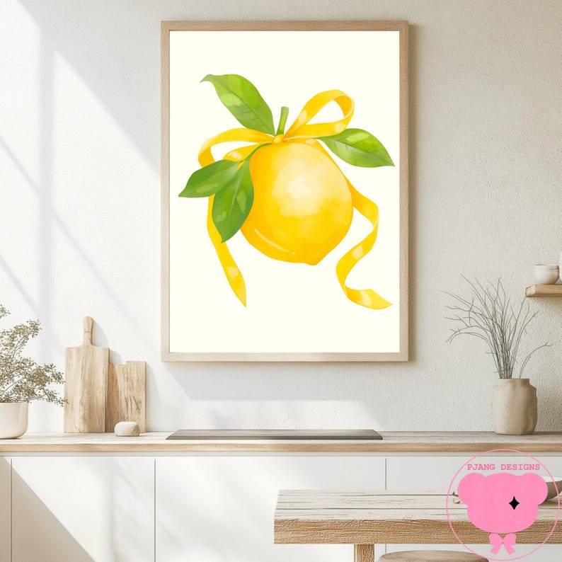 Watercolor Lemon Clip Art With Ribbon Bows - 12 PNG, Citrus Lemon ...