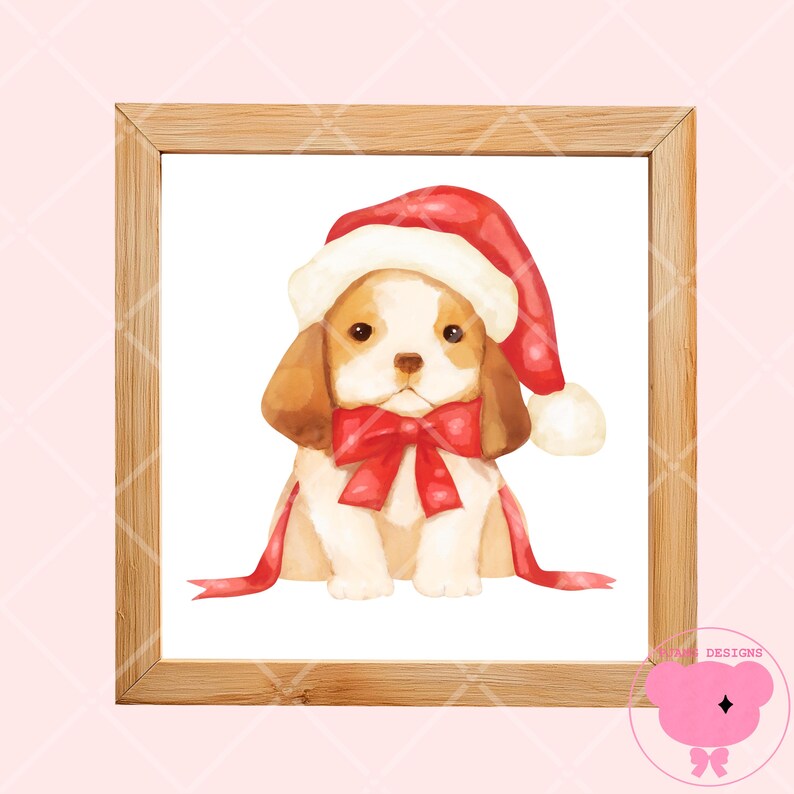 Watercolor Christmas Puppy Clipart Cute Santa Puppy Illustrations ...