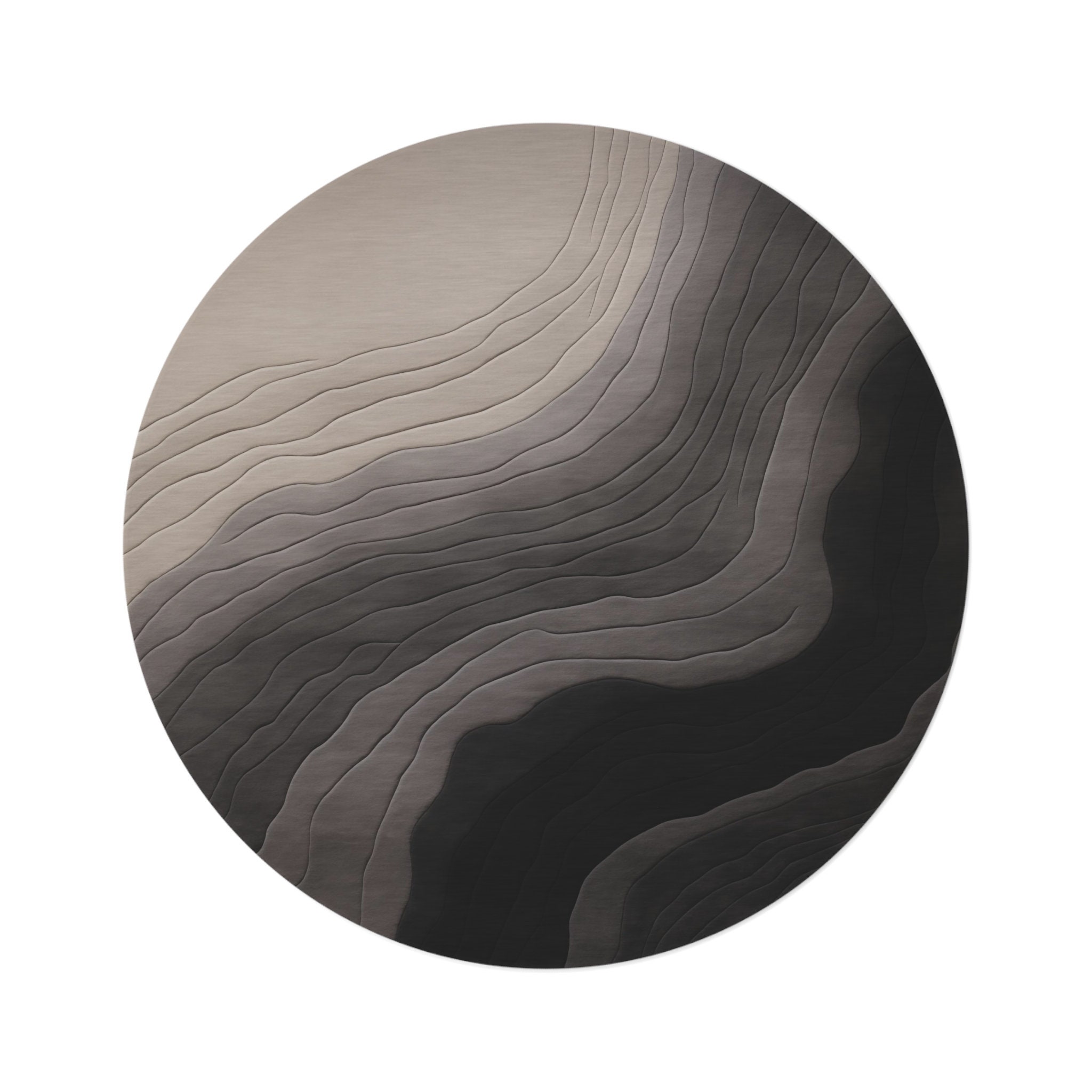 Round Rug, Black Accent Rug, Shades of Black, Minimalist Decor, Circle ...