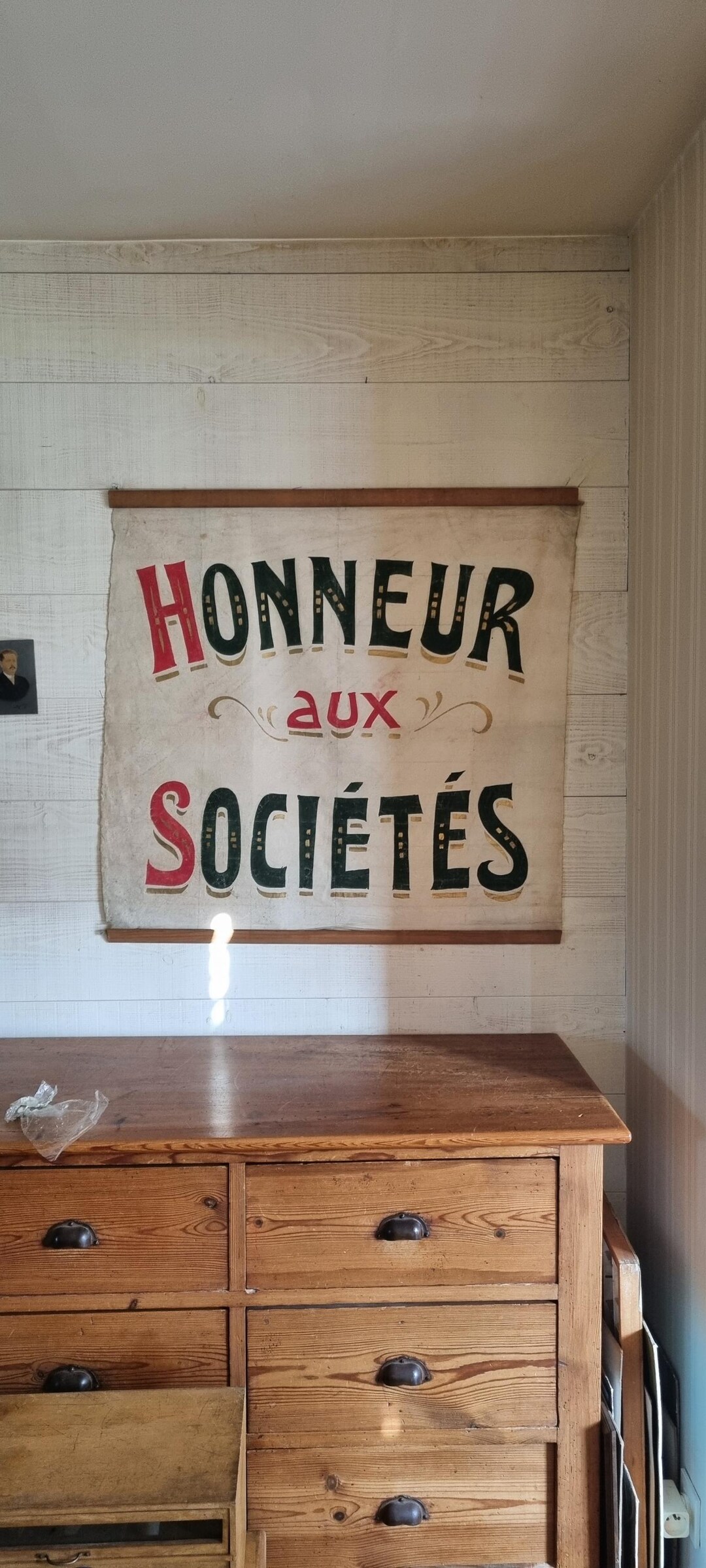 Old Painted Canvas Banner "honor to Societies" Early 20th Century ...
