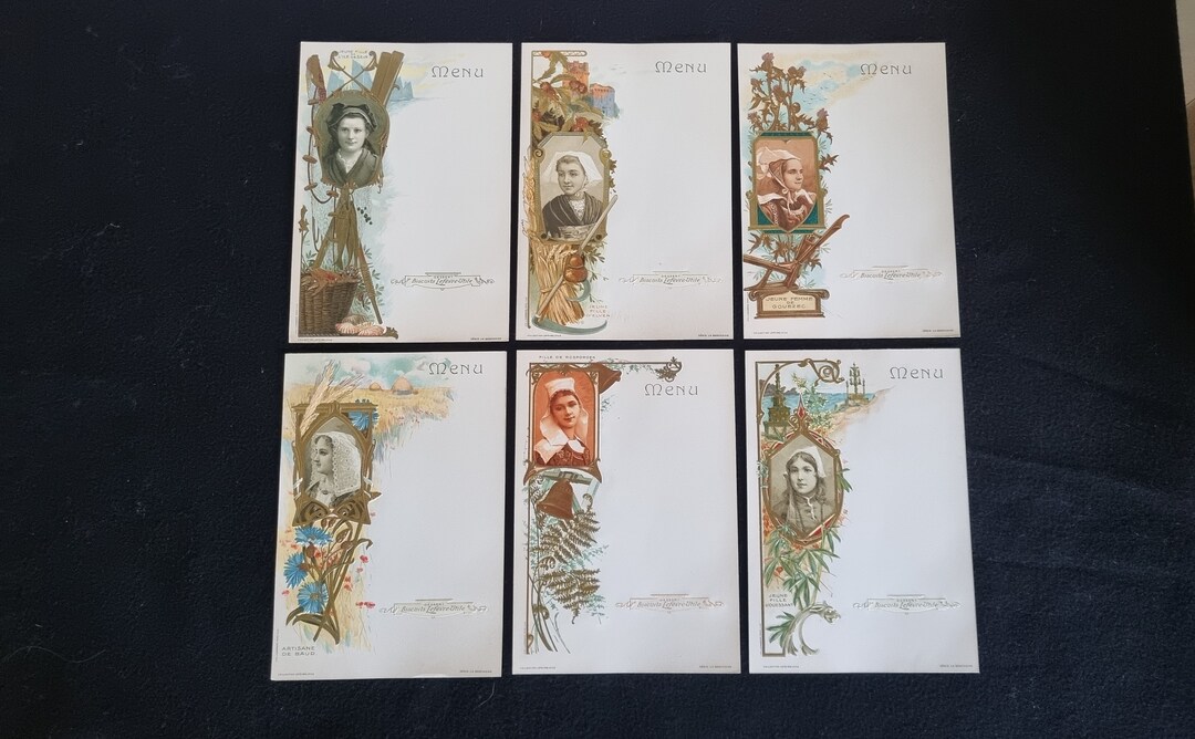 Set of 6 Old LU Lefevre Utile Menus for Making Cakes in Blister Packs ...