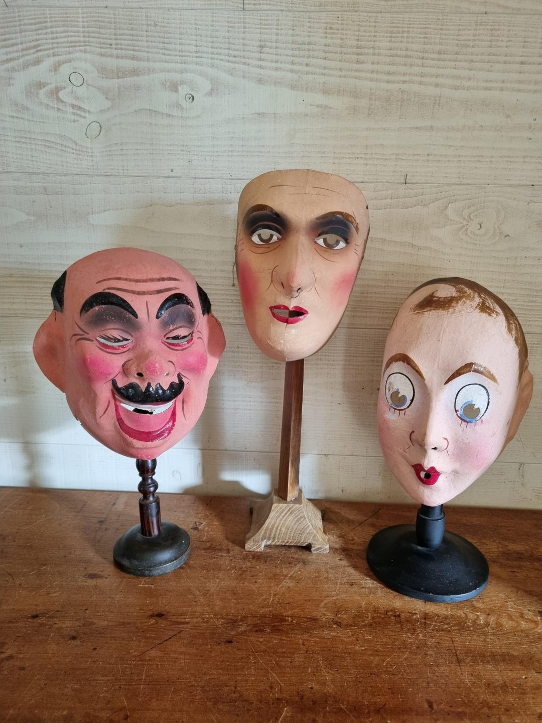 Vintage Cardboard Carnival Masks From the 1930s, Costume Party, French ...
