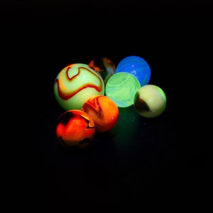 Vintage Glowing Marbles Assortment 10 Small Glass Marbles, One Large ...