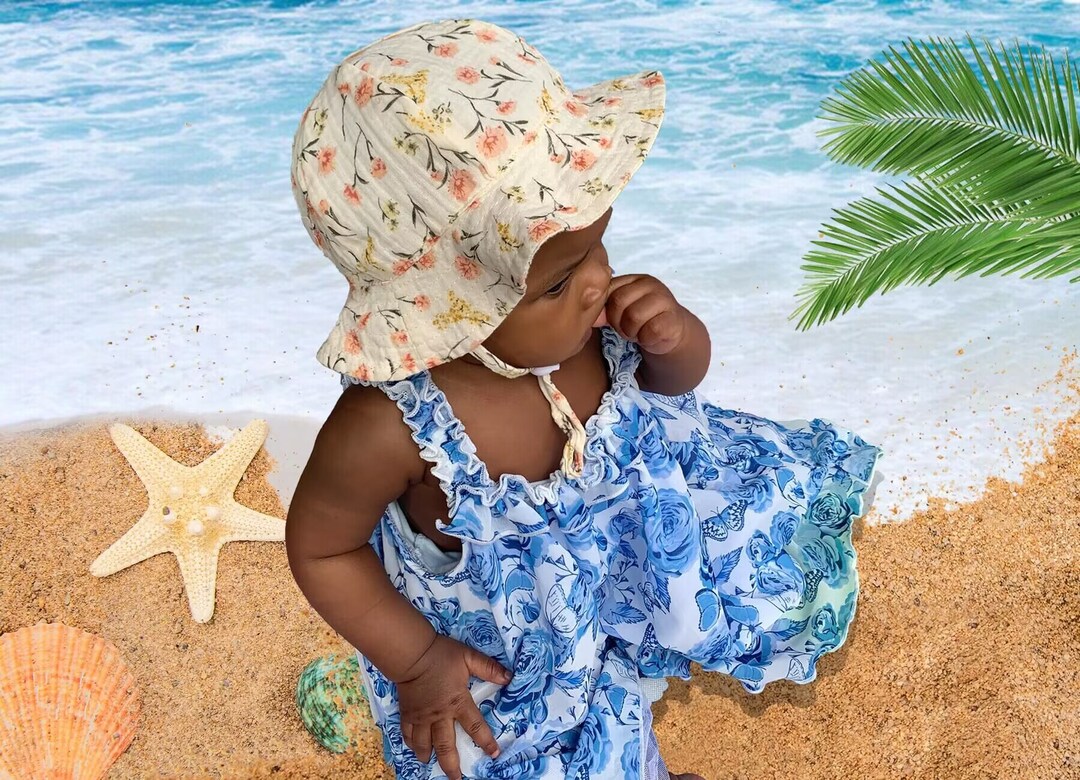 SUN HATS for BABY Girl, Infant Play Hats Cotton Sun Hat, Muslin Summer ...