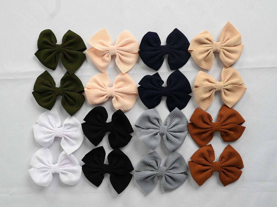 NEUTRAL COLORS PIGGIES Bows, 4.5 " Bow Sets, Clip Bows Sets, Stand up ...