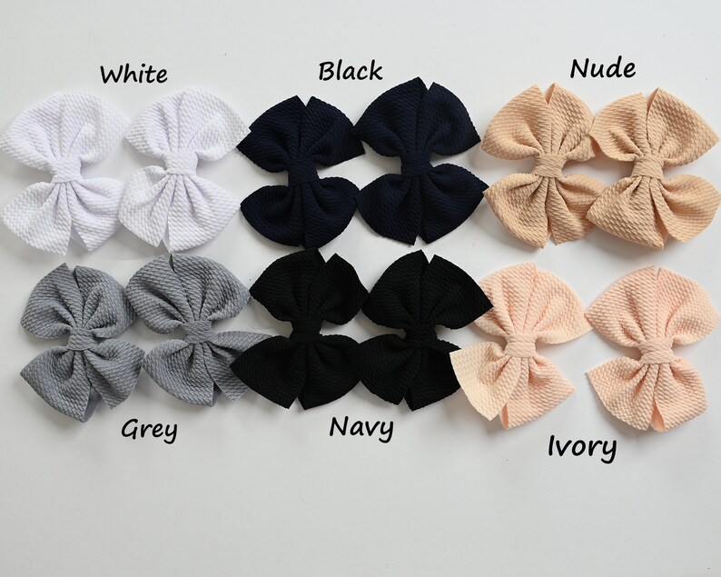 NEUTRAL COLORS PIGGIES Bows, 4.5 " Bow Sets, Clip Bows Sets, Stand up ...