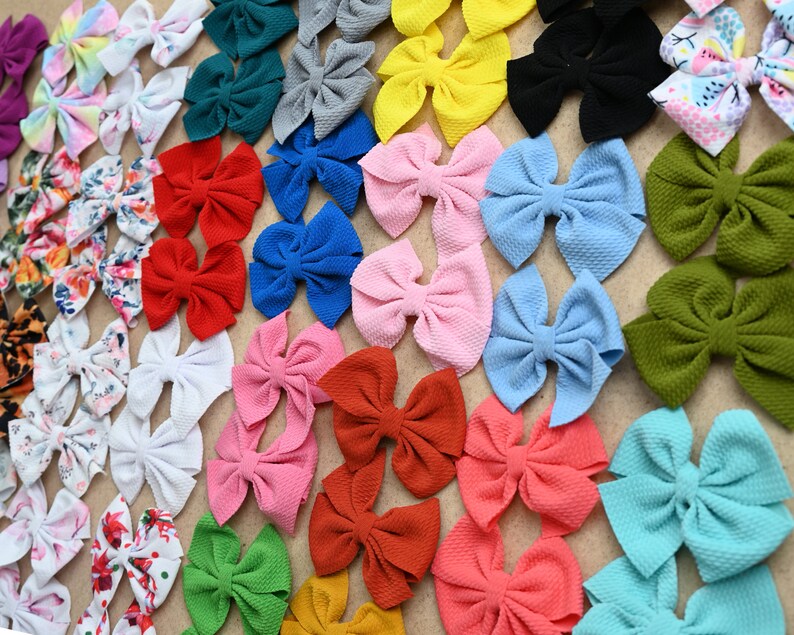 NEUTRAL COLORS PIGGIES Bows, 4.5 " Bow Sets, Clip Bows Sets, Stand up ...
