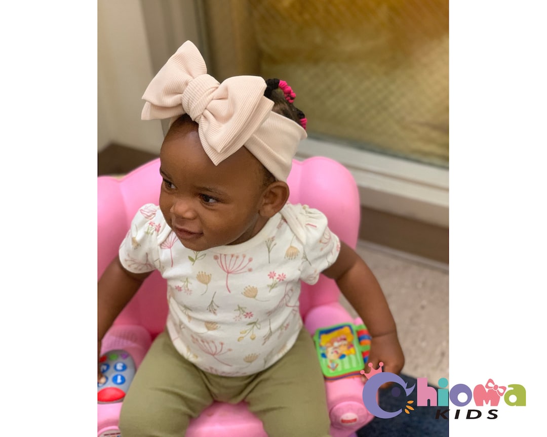 NEUTRAL BABY BIG Bow Head Wrap| Oversized Double Bow Headband| Newborn ...