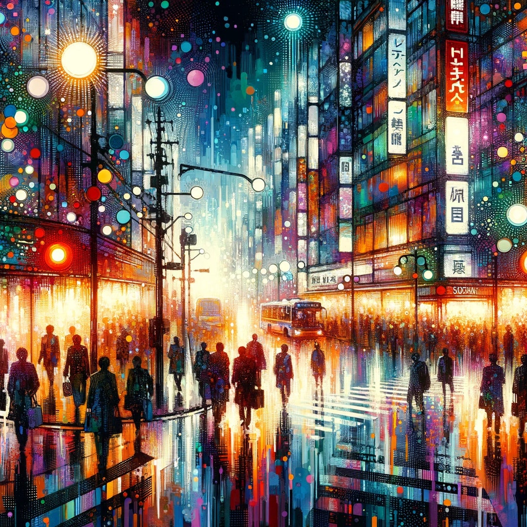 Tokyo Street Symphony: Colorful Urban Painting | Japanese Cityscape Art ...