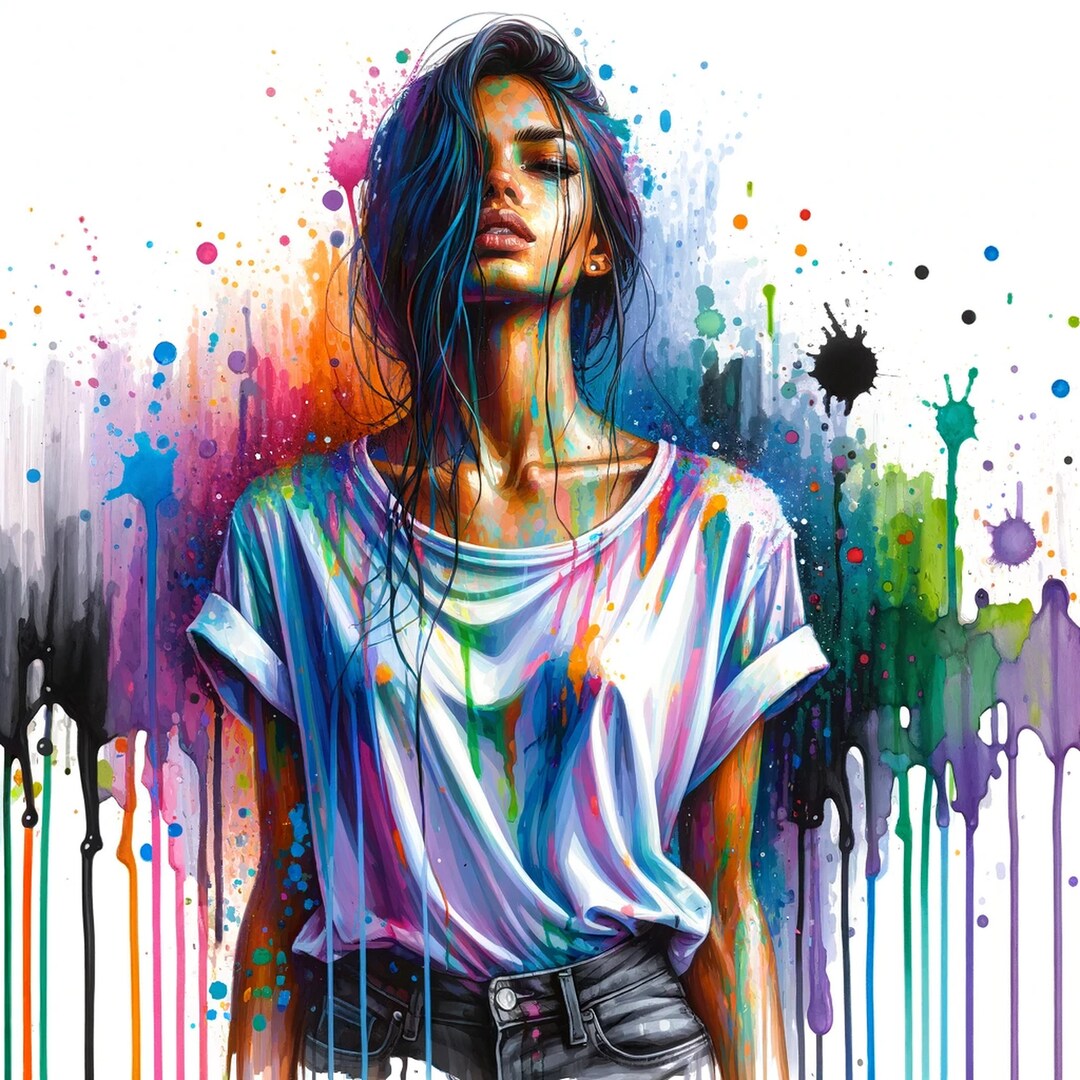 Innocent Beauty | an Art of a Girl in a T-shirt and Jeans | Printable ...