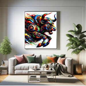 Mechanical Fury | Colorful Representation of a Bull's Rage | Abstract ...