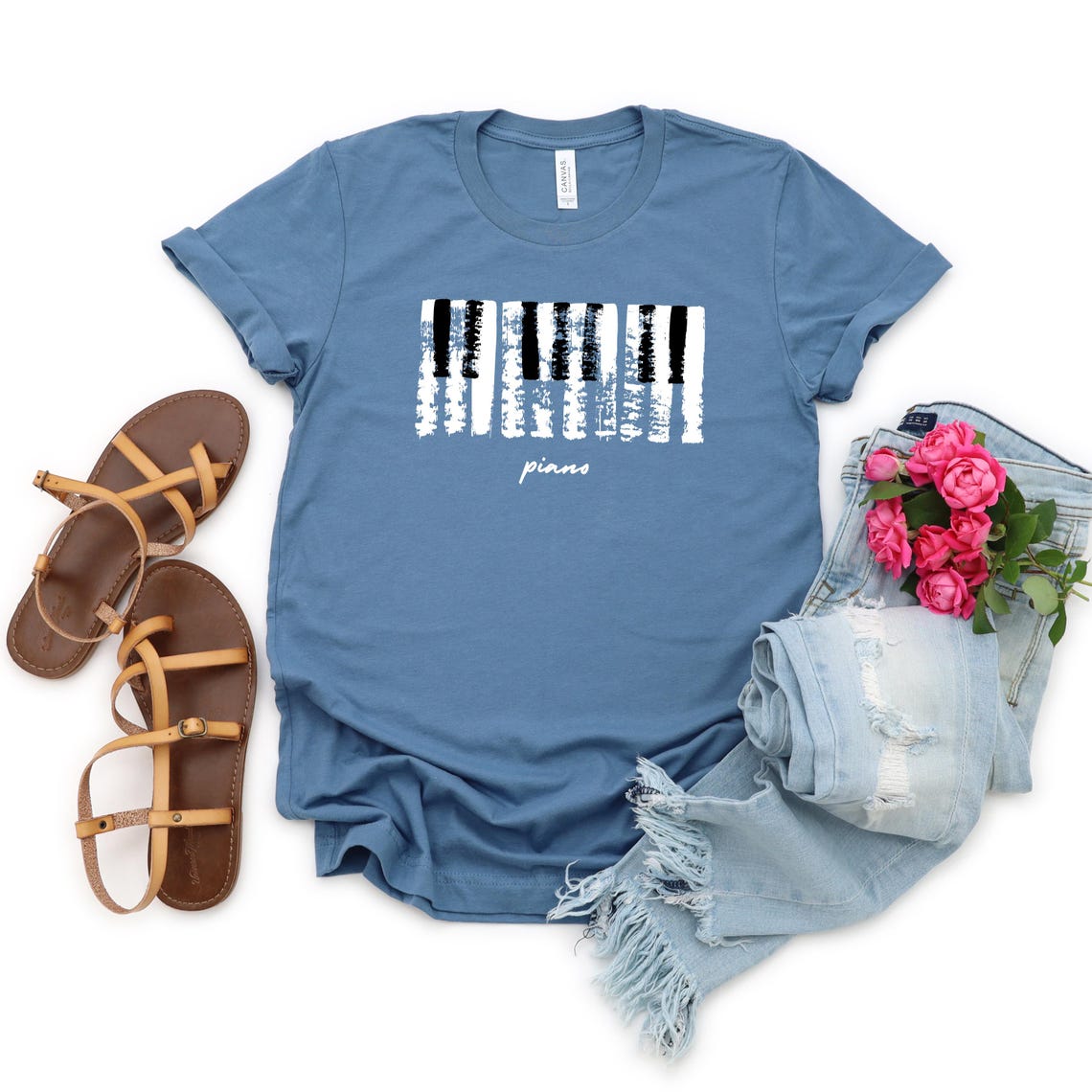 Piano Shirt, Minimalist Distressed Piano Keys Tee, Piano Teacher Gift ...
